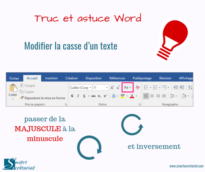 Modifier la casse d'un texte - Word :: Smart-secretariat